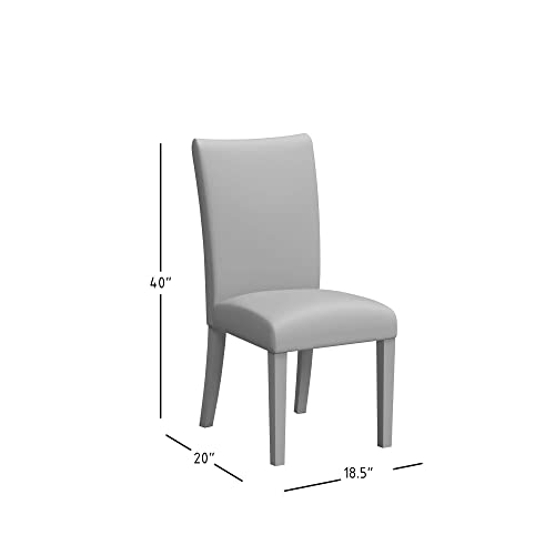 Jofran Eastern Tides Upholstered Parsons Dining Chair, Off-White with Blue Stripes