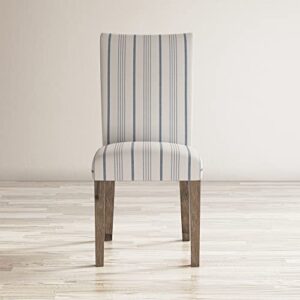 Jofran Eastern Tides Upholstered Parsons Dining Chair, Off-White with Blue Stripes