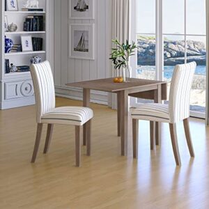 Jofran Eastern Tides Upholstered Parsons Dining Chair, Off-White with Blue Stripes