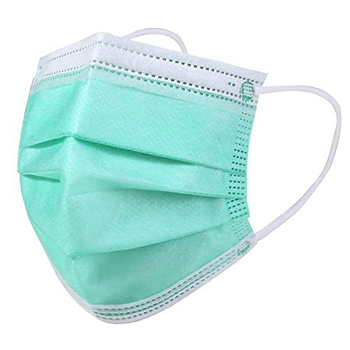 KATA 3-Ply Pleated Disposable Children's Face Masks, One Size, Green, Box Of 50 Masks