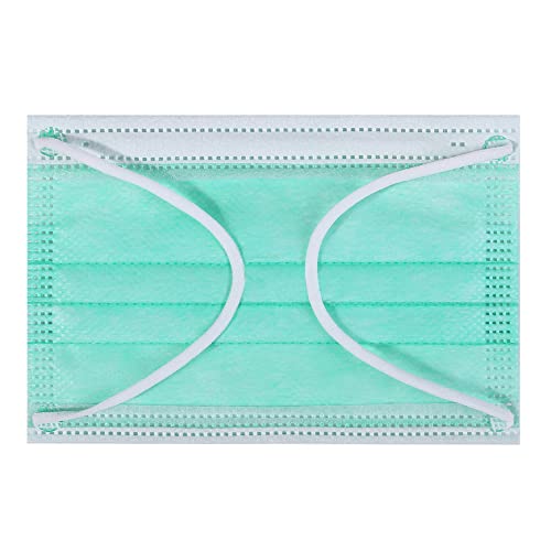 KATA 3-Ply Pleated Disposable Children's Face Masks, One Size, Green, Box Of 50 Masks