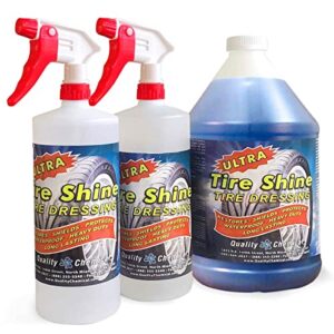 quality chemical ultra tire shine solvent-based tire dressing - best tire shine - cover all tire shine for an extreme tire shine - 128 oz (combo)