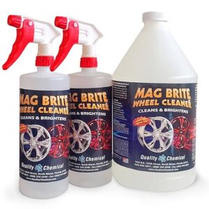 quality chemical mag brite/acid wheel and rim cleaner/wheel and tire cleaner - formulated to safely remove brake dust and heavy road film - best car wheel cleaner for rims cleaner - 1 gallon combo