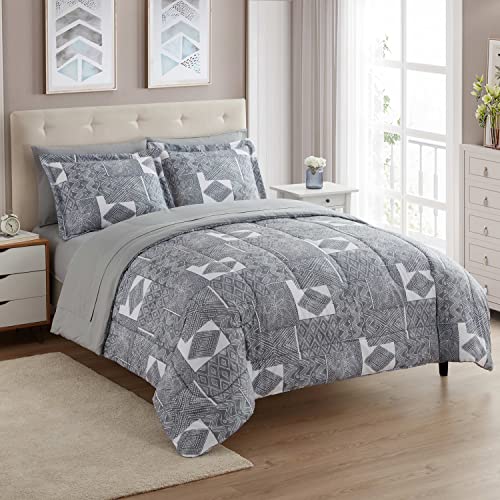 Sweet Home Collection 5 Piece Comforter Set Bag Solid Color All Season Soft Down Alternative Blanket & Luxurious Microfiber Bed Sheets, Tulsa, Twin