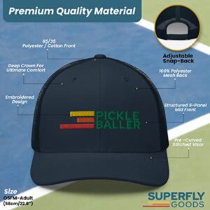 Super Fly Goods Retro Pickleball Hat Pickleball Gifts Pickleball Accessories Pickle Ball Hats for Men and Women (Navy)