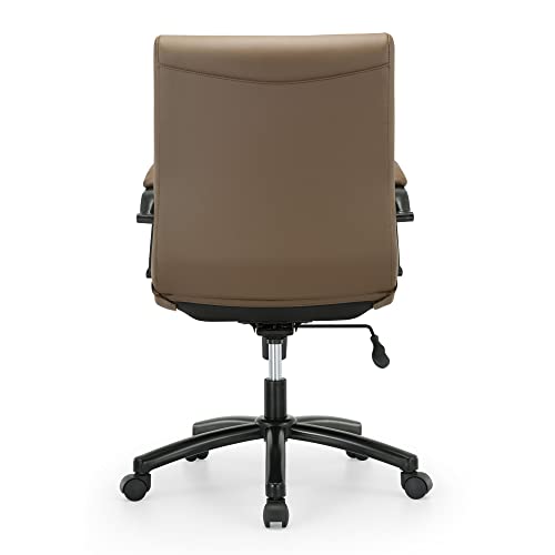 Realspace® Modern Comfort Winsley Bonded Leather Mid-Back Manager's Chair, Brown/Black, BIFMA Compliant