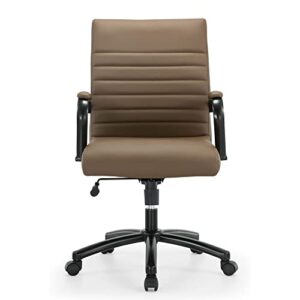 Realspace® Modern Comfort Winsley Bonded Leather Mid-Back Manager's Chair, Brown/Black, BIFMA Compliant