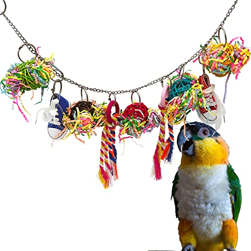 GILYGI Bird Swing Foraging Toys - Parrot Rattan Ball and Shredder Toys for or Small Bird Parakeets, Cockatiels, Conures, Budgie, Lovebirds, Finches