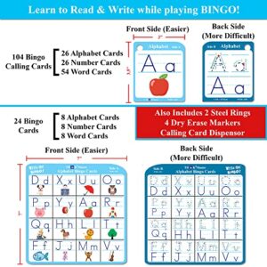 Think2Master Bingo & Flashcards. Alphabet, Numbers, Words (PreK, Kindergarten, 1st) Claim Squares By Writing On The Card. Educational Game for Families, Home School & Classrooms. Learn To Read & Write