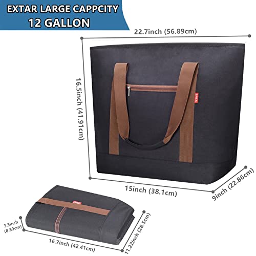 LHZK Large Cooler Bags Insulated Grocery Bags with Thermal Foam Insulation Reusable Grocery Bag Transport Cold Or Hot Food Apply to Delivery Bag, Travel Picnic Cooler (Black)