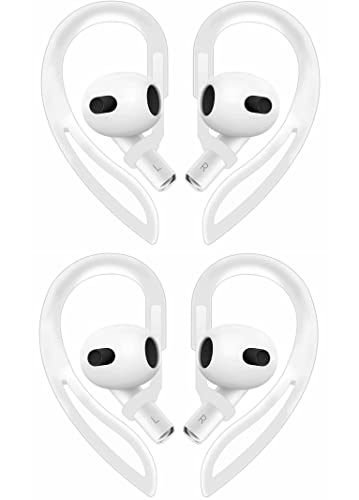 Rqker Sport Ear Hooks Compatible with AirPods 3 2021, 1 Pairs Anti Slip Anti Lost Soft Silicone Earhook Ear Loop Compatible with AirPods 3, 1 Pairs, White