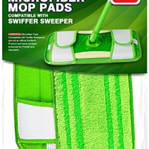 HOMEXCEL Microfiber Mop Pads Compatible with Swiffer Sweeper Mops, Reusable and Machine Washable Floor Mop Pad Refills, Mop Head Replacements for Multi Surface Wet & Dry Cleaning, Pack of 2