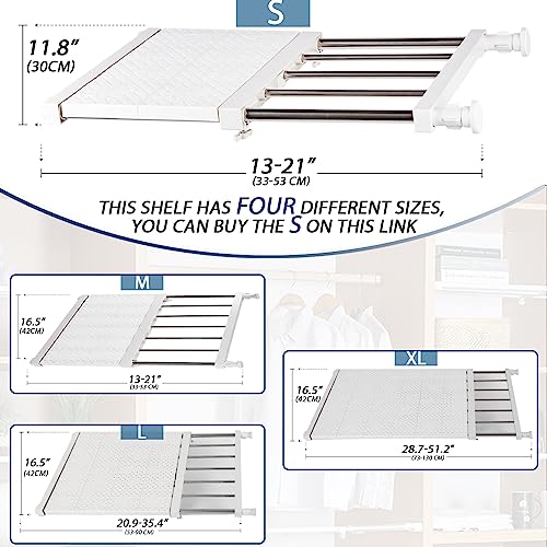 ChoiCARE Closet Tension Shelf & Rod, Adjustable Organizer for Closet, Expandable Closet Tension Shelf Storage Rack for Cabinet Wardrobe Cupboard Kitchen Bedroom ((13-20.9) x 11.8'')