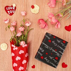 Whaline 90Pcs Valentine's Day Tissue Paper Red Black Gift Wrapping Paper Heart Love Pattern Art Tissue Paper for DIY Craft Birthday Valentine's Day Wedding Holiday Decoration, 14 x 20 Inch