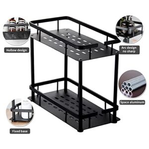 FunViet Modern Bathroom Organizer Countertop,2-Tier Black Aluminum Counter Organizer and Storage Shelf Holder for Bathroom, Kitchen, Bedroom,Office Desk,Pantry and Coffee Bar.