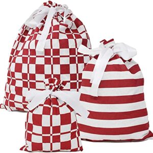 JOYIN 6 PCS Christmas Fabric Gift Bags for Party Favors, Holiday Gift Giving, Goody Bags, Holiday Presents Décor, Giant Gifts Decorations (red)