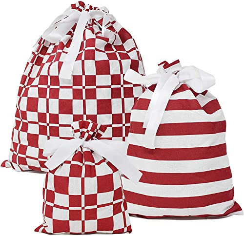 JOYIN 6 PCS Christmas Fabric Gift Bags for Party Favors, Holiday Gift Giving, Goody Bags, Holiday Presents Décor, Giant Gifts Decorations (red)