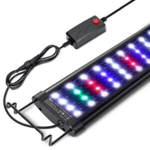 aqqa aquarium light,full spectrum led fish tank lights,12"-54" adjustable multi-color white blue red green leds with extendable brackets,14w-31w for freshwater plants 14w(12"-18")