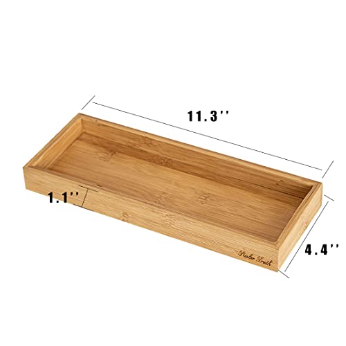 Natural Bamboo Vanity Tray- Slip-Resistant Wooden Bathroom Organizer for Toilet Tank and Counter Top - Home and Kitchen Decor Wood Holder (Small)