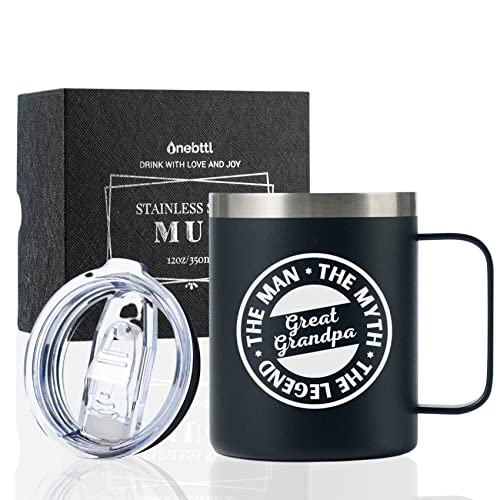 Onebttl Great Grandpa Gifts Coffee Mug, Great Grandfather Presents for Christmas Birthday Father's Day, Stainless Steel Cup with Lid, 12oz/350ml - Man Myth Legend