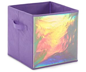 heritage kids holographic collapsible storage cube, 10"x10", purple