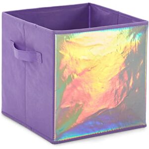 Heritage Kids Holographic Collapsible Storage Cube, 10"x10", Purple