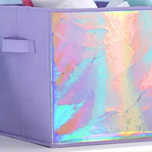 Heritage Kids Holographic Collapsible Storage Cube, 10"x10", Purple