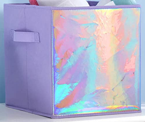 Heritage Kids Holographic Collapsible Storage Cube, 10"x10", Purple