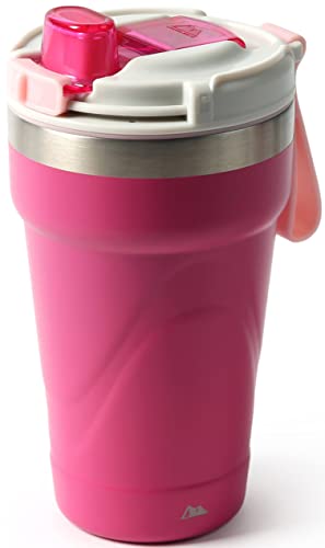 Arctic Zone 16oz Vacuum Insulated Triple-Layer Stainless Steel Super Chug Tumbler Travel Bottle, Pink