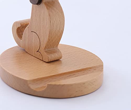 Pokanic Cell Phone Tablet Wooden Stand Dock Holder Cradle Mount Organizer Charger Station Table Desk Room Office School Kitchen Non-Slip Wood (Dog)