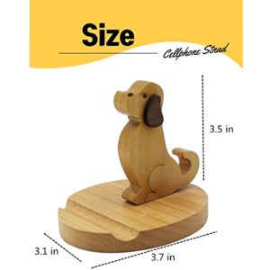 Pokanic Cell Phone Tablet Wooden Stand Dock Holder Cradle Mount Organizer Charger Station Table Desk Room Office School Kitchen Non-Slip Wood (Dog)