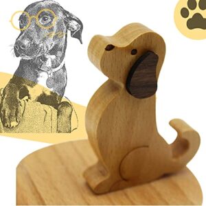 Pokanic Cell Phone Tablet Wooden Stand Dock Holder Cradle Mount Organizer Charger Station Table Desk Room Office School Kitchen Non-Slip Wood (Dog)