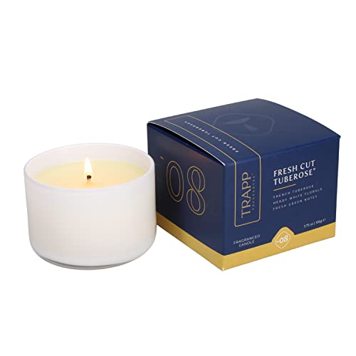 Trapp - No. 8 Fresh Cut Tuberose - 3.75 oz. Small Poured Candle - Aromatic Home Fragrance with Floral Scent of French Tuberose, Heady White Florals, & Fresh Green Notes Notes - Soy Wax Blend