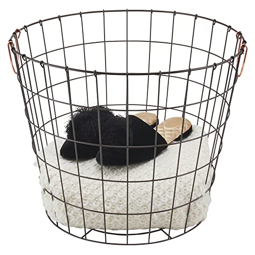 Realspace® Round Metal Wire Basket With Handles, Large Size, Black/Copper