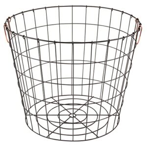 realspace® round metal wire basket with handles, large size, black/copper