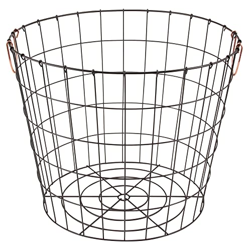 Realspace® Round Metal Wire Basket With Handles, Large Size, Black/Copper