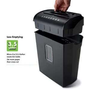 Aurora High-Security 6-Sheet Micro-Cut Paper Credit Card Shredder with 3.5-Gallon Wastebasket, 4-Minute Continuous Running Time, Security Level P-4