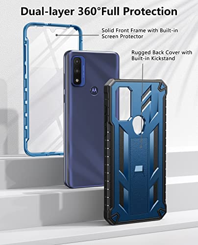 for Motorola Moto-G Pure Phone Case: Moto G-Power 2022 Case Heavy Duty Military Grade Hard Protection Shock Proof Grip | Durable Dual-Layer Armor Design Protective Case Moto G Play 2023(Blue)