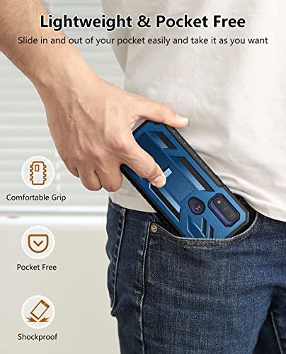 for Motorola Moto-G Pure Phone Case: Moto G-Power 2022 Case Heavy Duty Military Grade Hard Protection Shock Proof Grip | Durable Dual-Layer Armor Design Protective Case Moto G Play 2023(Blue)