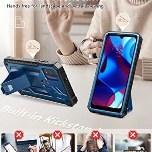 for Motorola Moto-G Pure Phone Case: Moto G-Power 2022 Case Heavy Duty Military Grade Hard Protection Shock Proof Grip | Durable Dual-Layer Armor Design Protective Case Moto G Play 2023(Blue)