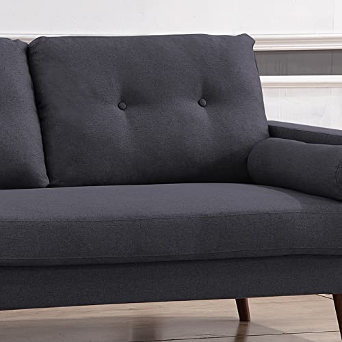 Cinnic Modern Loveseat Sofa, Mid Century 2-Seat Sofa Couch Furniture with Solid Wood Legs for Living Room, Bedroom, Apartment/Easy, Tool-Free Assembly Love Seat Couch (Loveseat, Dark Gray)