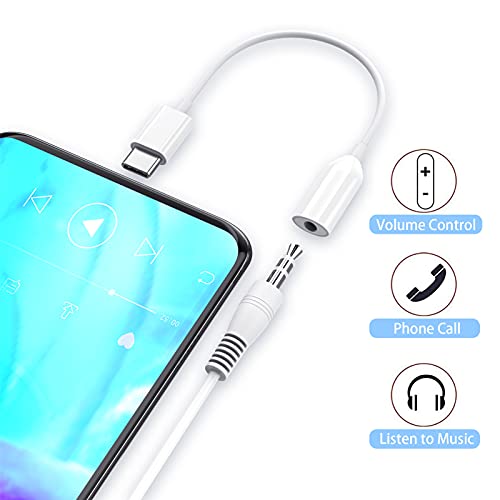 Bojuren USB Type C to 3.5mm Headphone Jack Adapter, 2Pack USB C to Aux Audio Dongle Cable Compatible with Samsung S21 S20 Ultra S20+ Note 20 10 S10 S9 Plus,Pixel 4 3 2 XL,iPad Pro (White & Black)