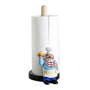 yangmei adjustable paper towel holder, chef style resin paper towel dispenser, chef figurines creative roll paper stand for kitchen cafe restaurant cake shop dessert shop decoration ornament(blue)