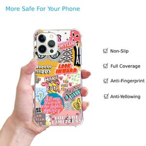 Nebruski Indie Aesthetic Quotes Collage Case Compatible with iPhone 13, Positive Quotes Case for Teens Men and Women, Cool Trendy Soft TPU Bumper Case for iPhone 13