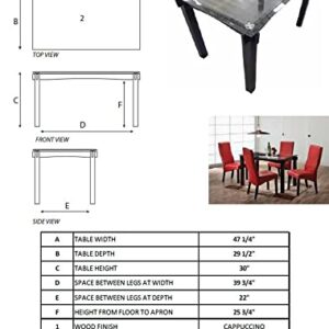 Pilaster Designs Indoor Home Decorative Furniture Eugene 47" Rectangular Dining Table, Cappuccino Wood & Beveled Glass Top