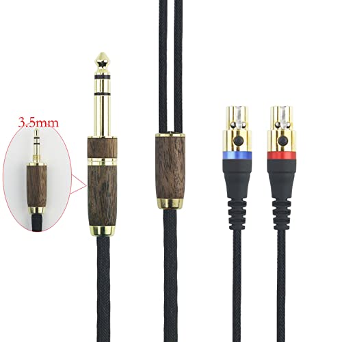 NewFantasia 6N OCC Copper Silver Plated Upgrade Audio Cable Compatible with Audeze LCD-2, LCD-4, LCD-3, LCD-X, LCD-XC Headphones with 3.5mm Male and 6.3mm Adapter Walnut Wood Shell