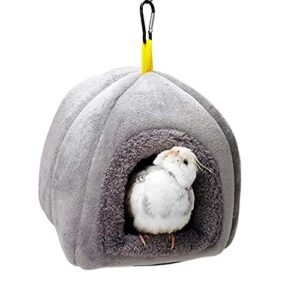 Extra Warm Bird Nest House Parrot Hanging Hammock for Cages，Winter Bird Shed Hut Soft Snuggle Cave Tent Cozy Hideaway，Pet Plush Sleeping Bed for Hamster Parakeet Cockatiel Conure Lovebird (Grey)