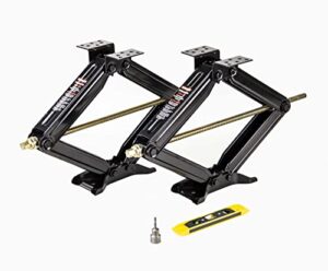 rockman rv camper trailer stabilizer leveling scissor jacks w/socket & level 24" 7500lbs set 2