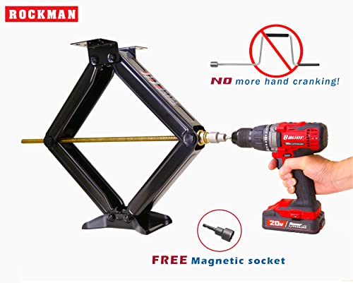 ROCKMAN RV Camper Trailer Stabilizer Leveling Scissor Jacks w/Socket & Level 24" 7500lbs Set 2