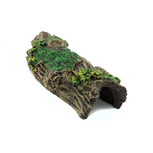 SHAMZBEST Aquarium Decorations Resin Hollow Tree Trunk Ornament, Bettas House Cave Wood House Decor for Fish Tank (HS-SP207) (Greener) (Green)